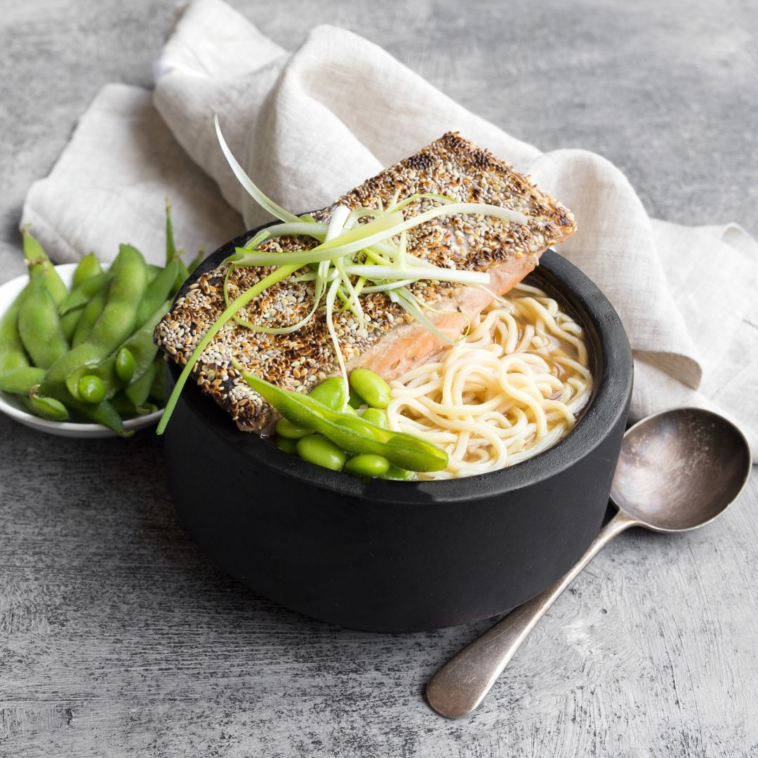 Salmon & Green Vegetable Noodle Bowl - Wokka Noodles